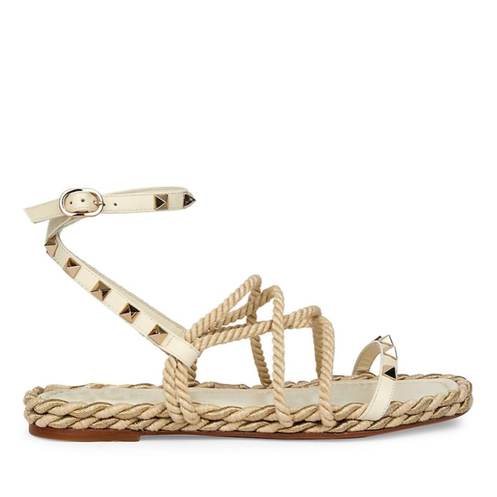 Valentino Rockstud Rope Sandals - Gem